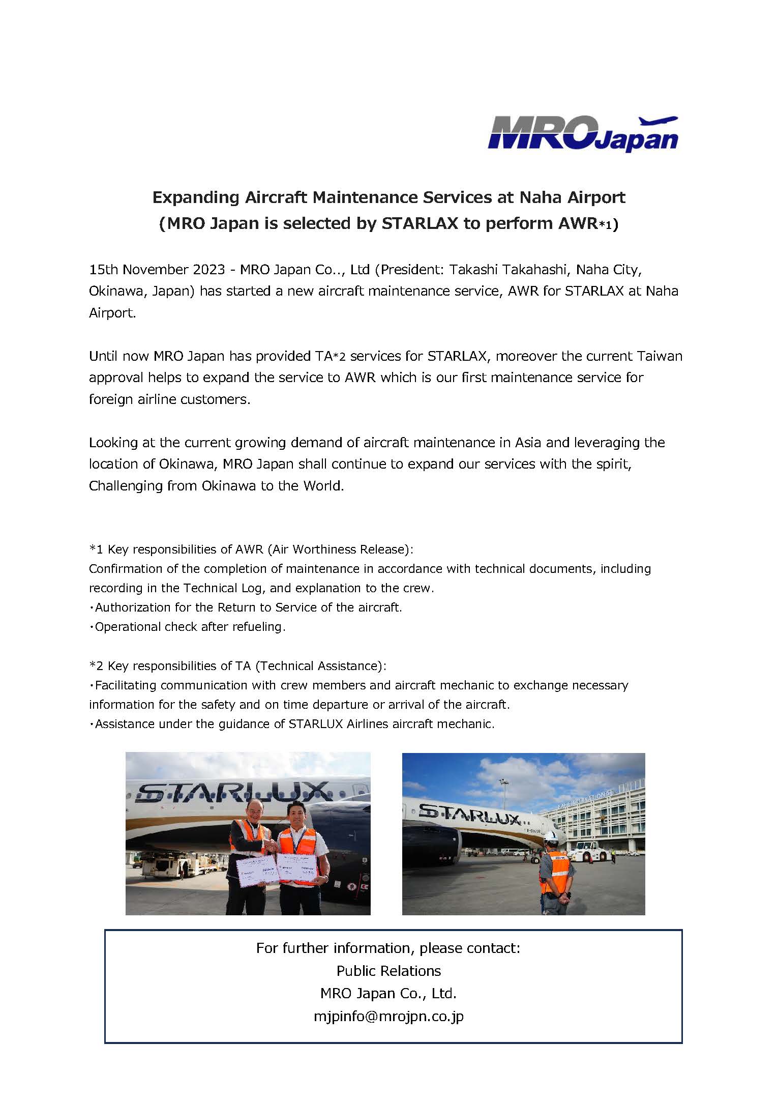 MRO Japan is selected by STARLAX to perform AWR - MRO Japan 株式会社MRO Japan 株式会社